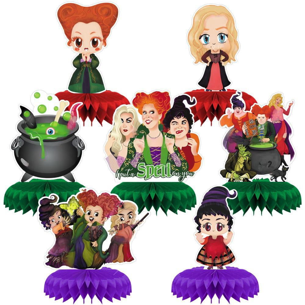 7 Pcs Hocus Pocus Theme 3D Double Side Honeycomb Centerpieces Table ...