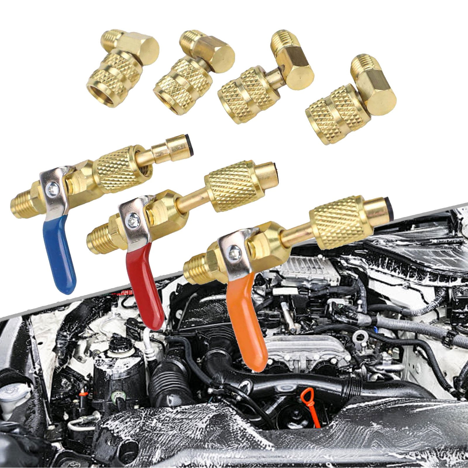 7 Pcs Hvac Compact Ball Valves And Adapter Set For R134A R410A R12 R22 ...