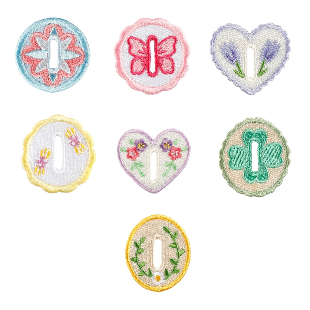 7 Pcs Iron on Patches Button Embroidery Patches Heart-Shaped Sew on ...