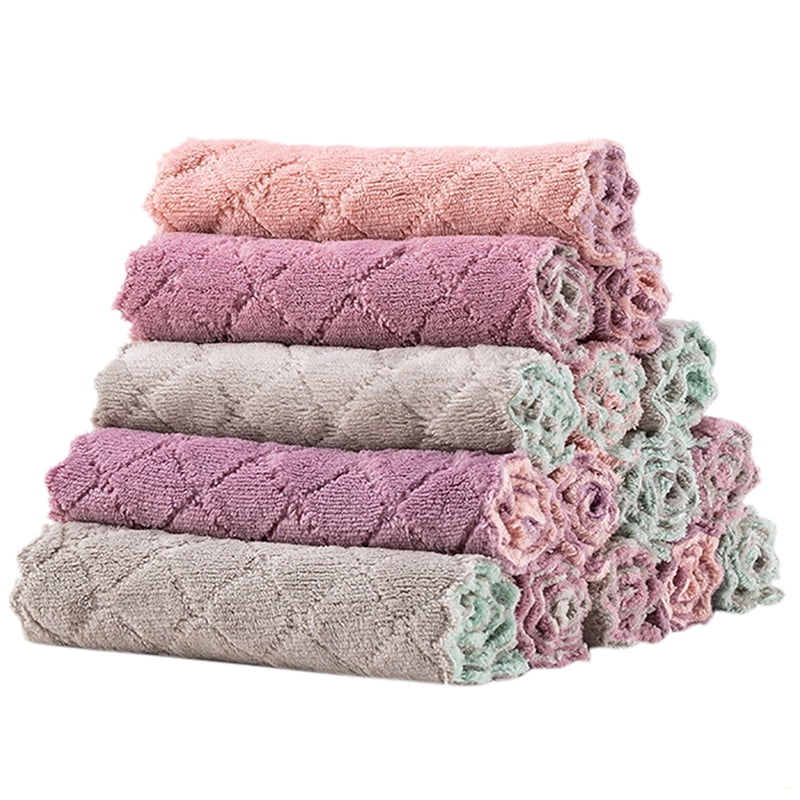 7 Pcs Kitchen Dish Towels, Absorbent Double-Sided Dish Cloths, Hand ...