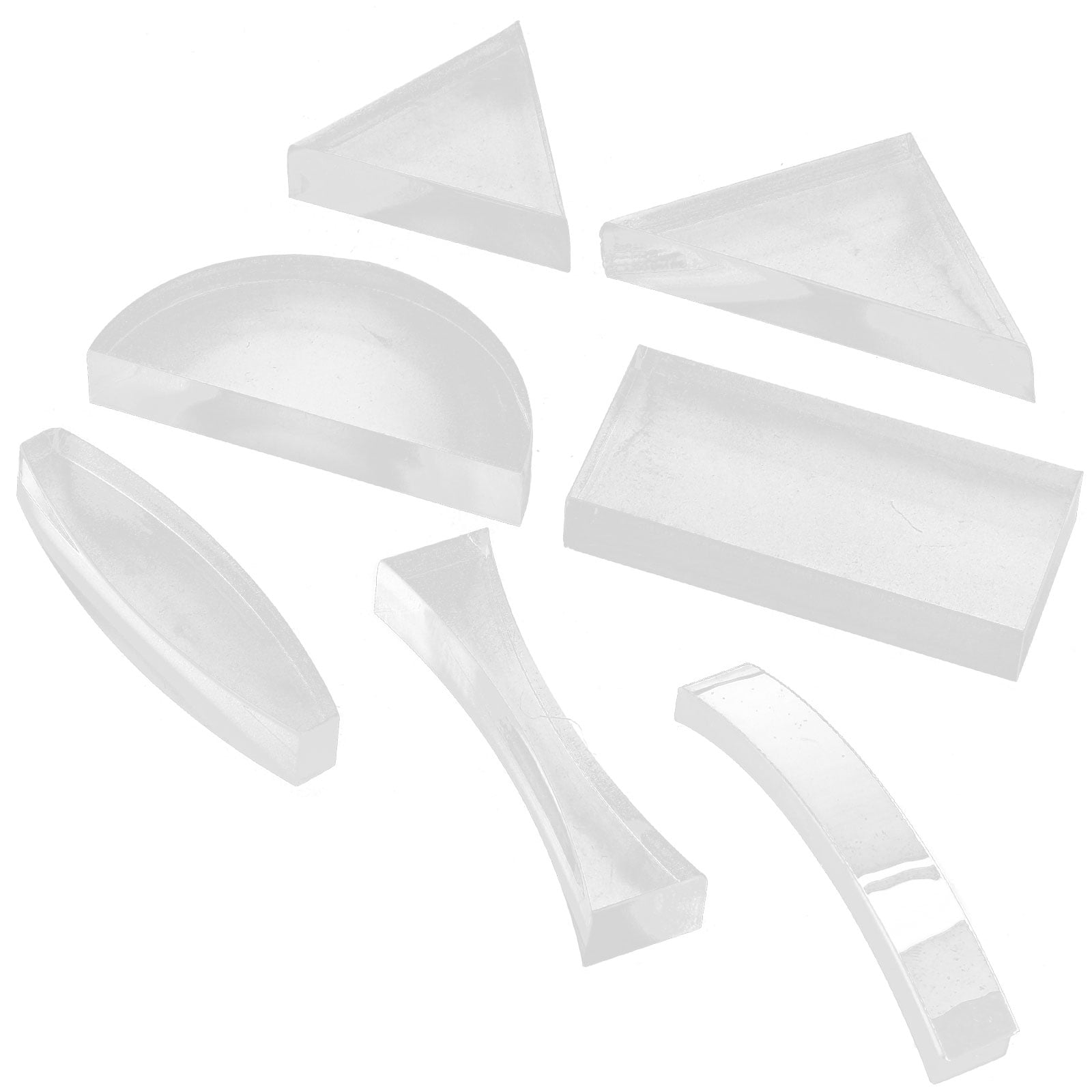 7 Pcs Lens Prism Set Glasses Clear Optical Physics Teaching Suite ...
