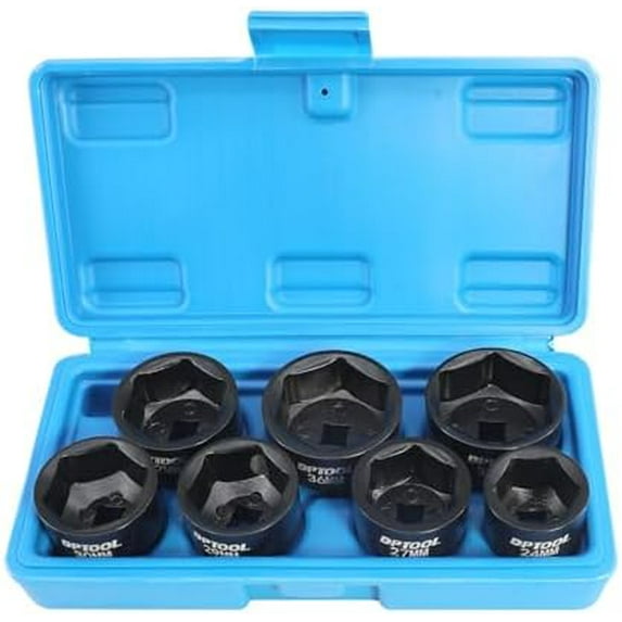 7 Pcs Low Profile Oil Filter Socket Set 6 Point Canister Oil Filter Cap ...