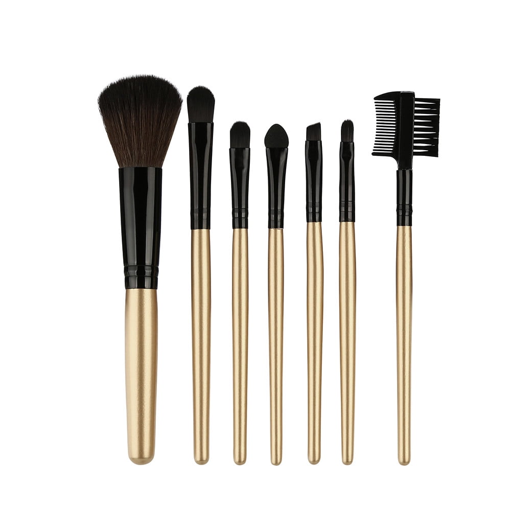 7 Pcs Makeup Brush Set - Wood Handle Eye Shadow Blending Brushes, Soft ...