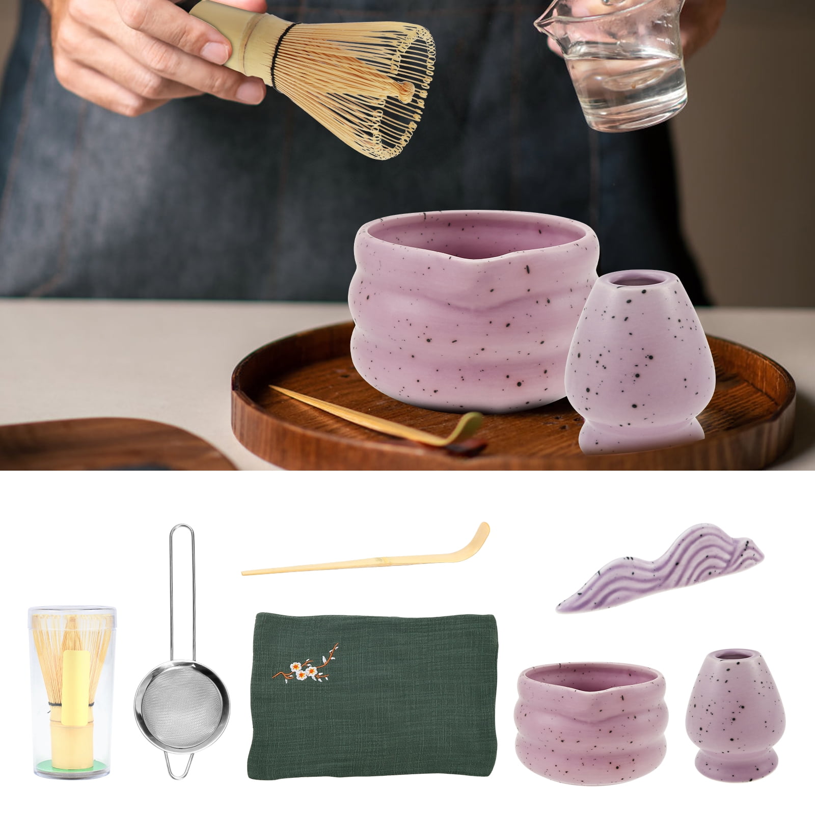 7 Pcs Matcha Tea Set Elegant Matcha Kit with Whisk Bowl Whisk Holder ...