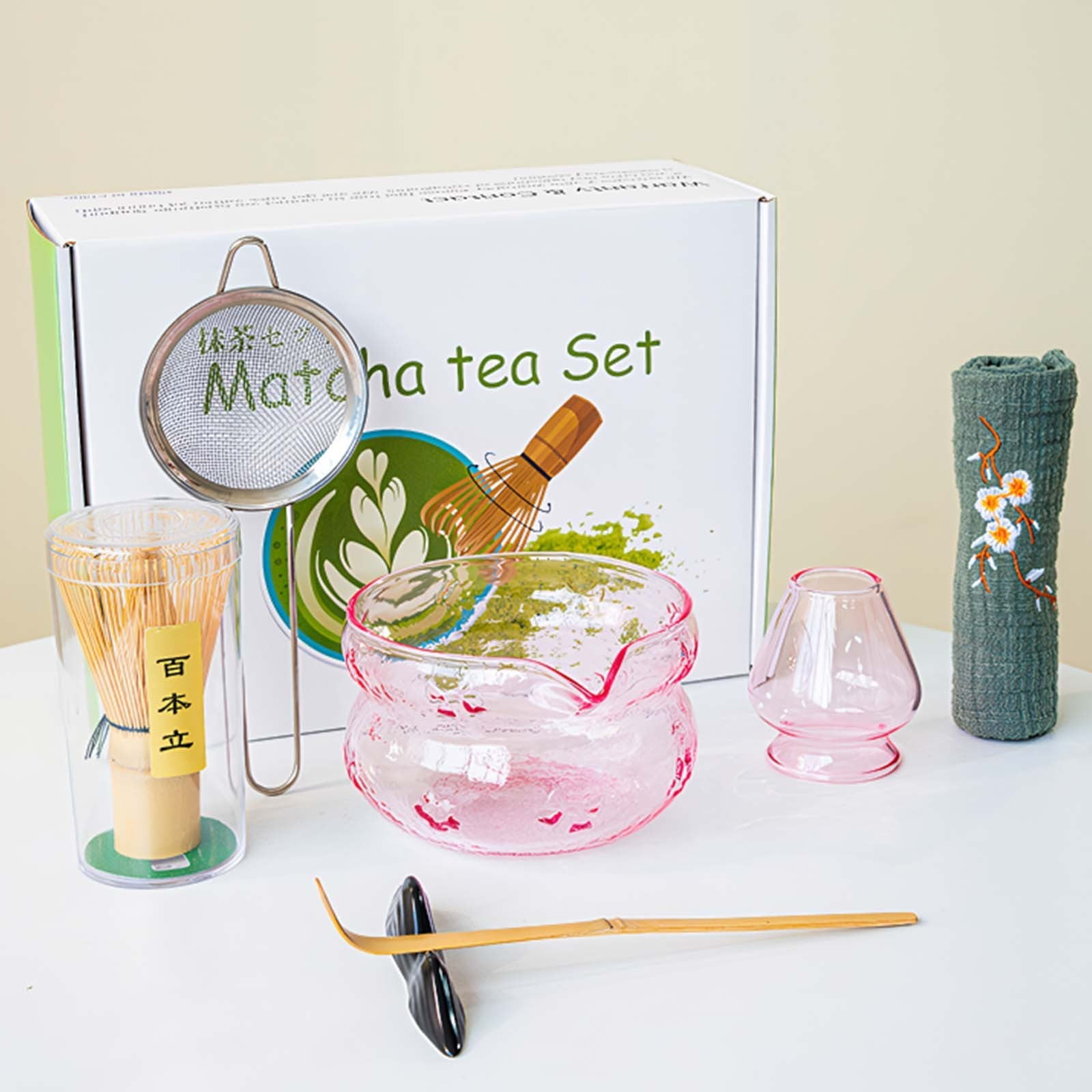 7 Pcs Matcha Tea Set, Matcha Whisk Set Includes Matcha Bowl with Spout ...
