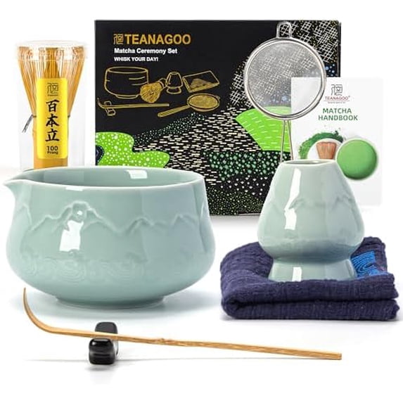 7 Pcs Matcha Whisk Set Blue, Ceramic Matcha Set, Matcha Kit for ...