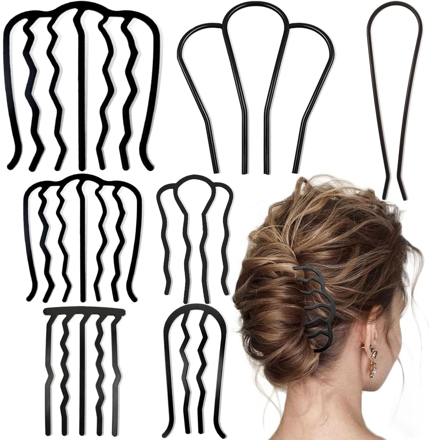 7 Pcs Metal Hair Side Combs Hair Fork Clip Teeth Hair Pin Stick for ...