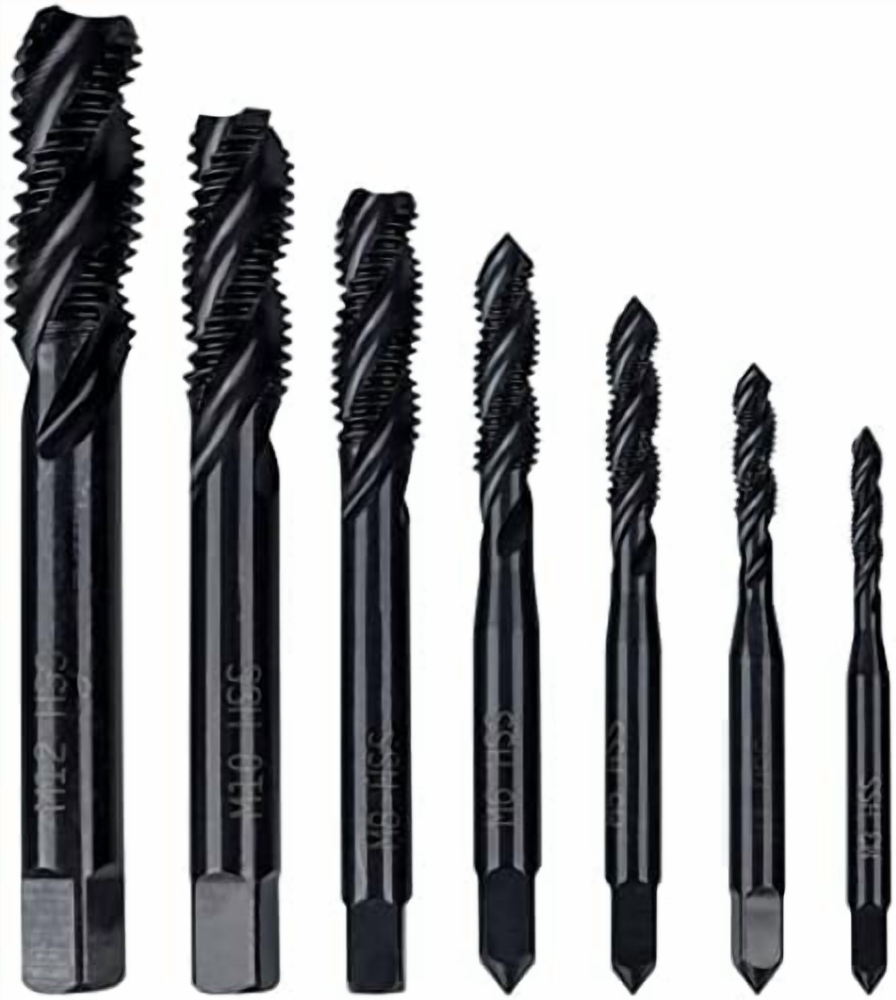 7 Pcs Nitriding Coated Spiral Flute Tap Set Metric Thread Taps M3 M4 M5 ...