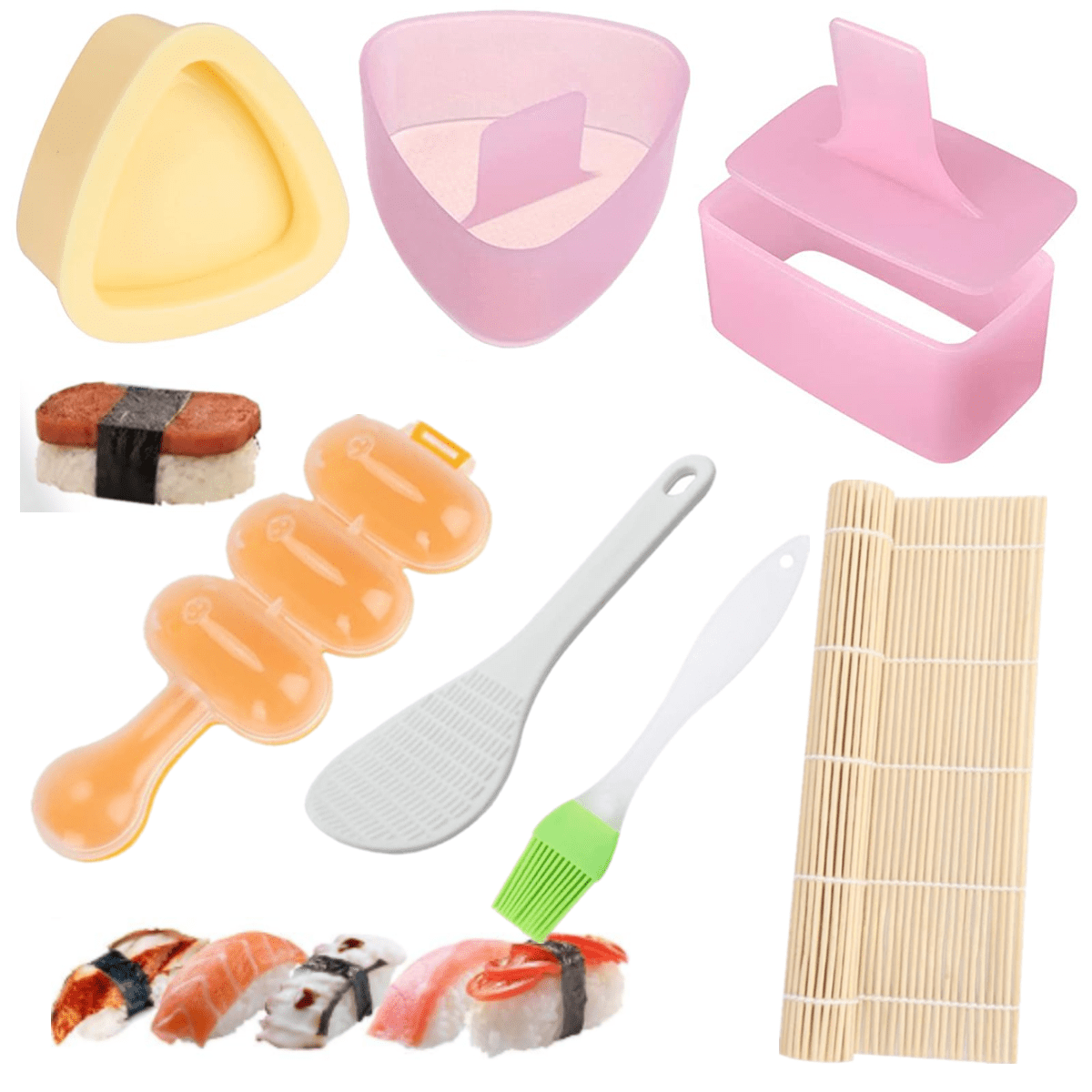 7 Pcs Onigiri Rice Ball Mold Maker Kit, Musubi Press, Classic Triangle ...