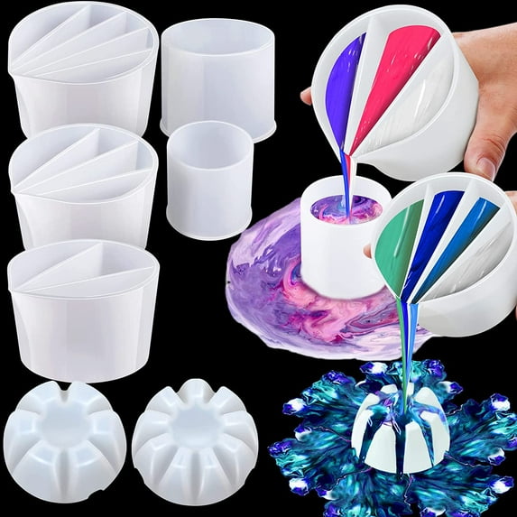 7 Pcs Paint Pouring Split Cups, Multi Channel Fluid Art Tool for ...