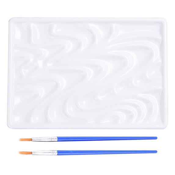 7 Pcs Palette and Brushes Set 1 Pc Oil Palettes and 6 Pcs Paint Brushes ...