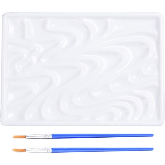 7 Pcs Palette and Brushes Set 1 Pc Oil Palettes and 6 Pcs Paint Brushes ...