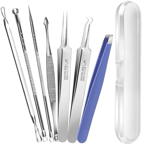 7 Pcs Pimple Popper Tool Kit, Surgical Grade Blackhead Remover Tools ...