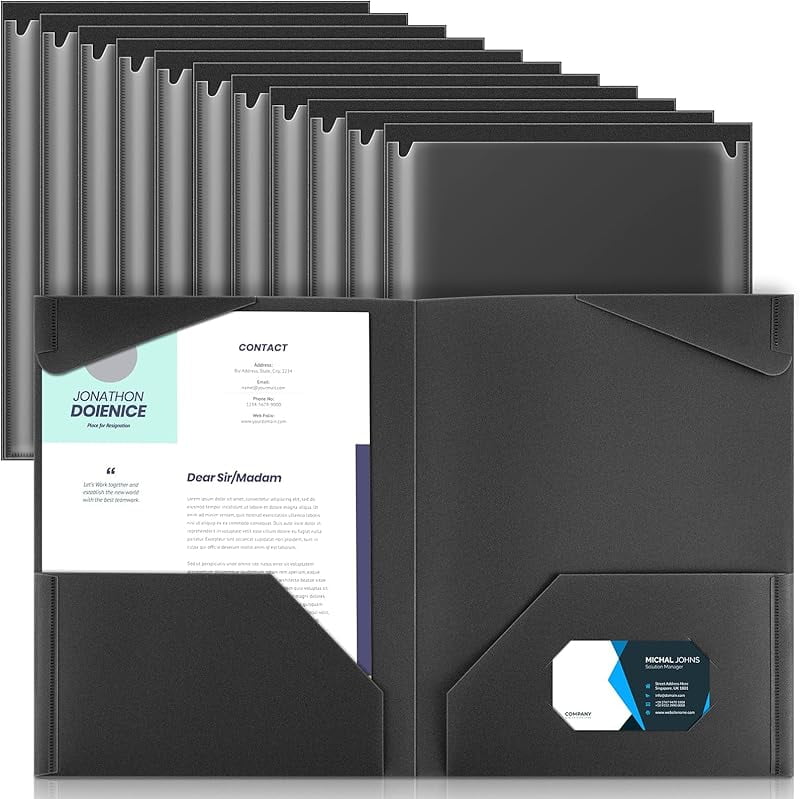 7 Pcs Plastic Folders with Clear Front Pockets Heavy Duty File Folders ...