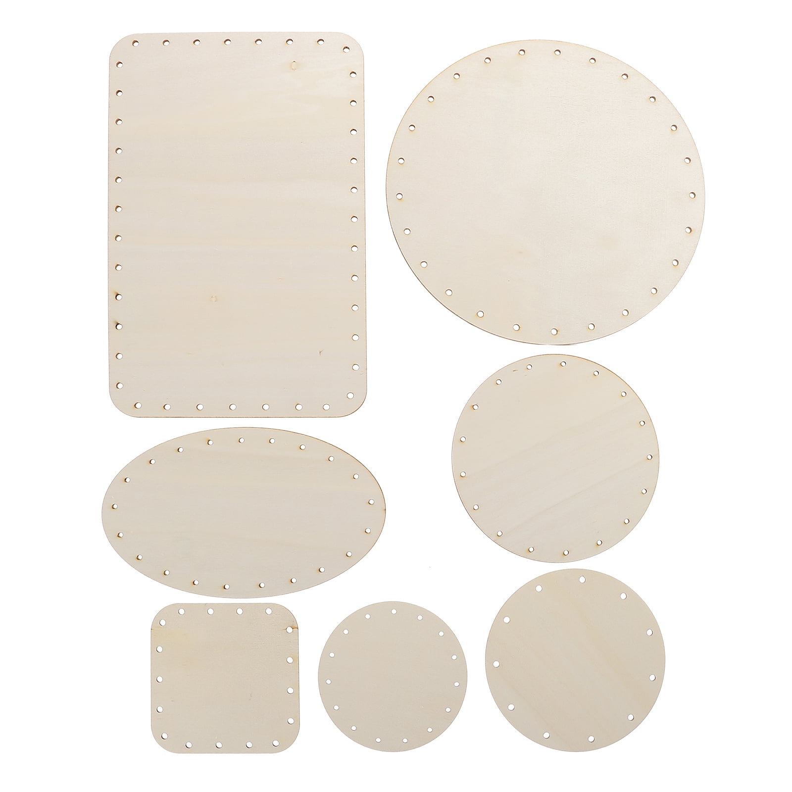 7 Pcs Porous Wood Chips Unfinished Wooden Cutouts Blank Hanging Sign ...