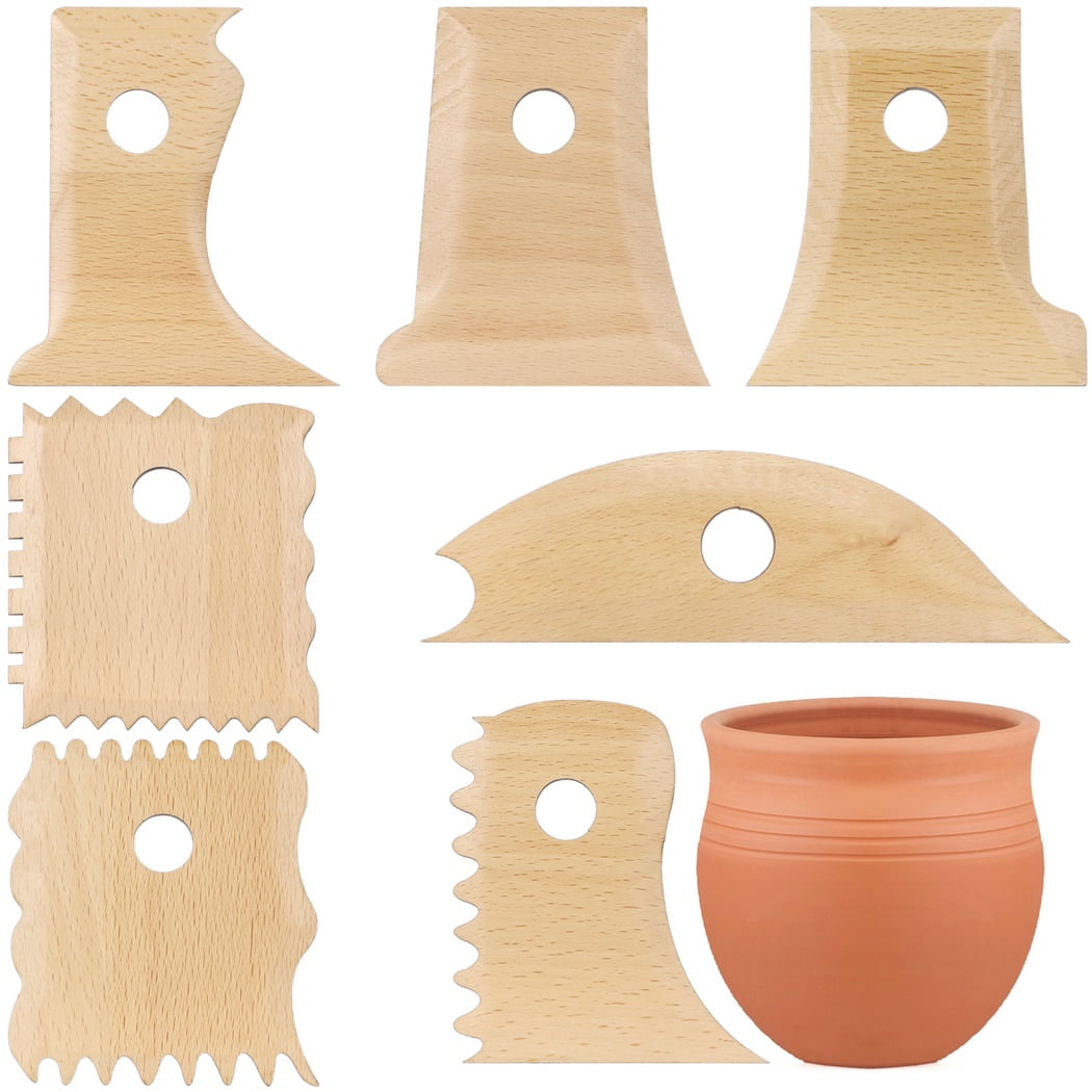 7 Pcs Pottery Tools, Pottery Clay Foot Shaper Tools, Beech Wood Pottery ...