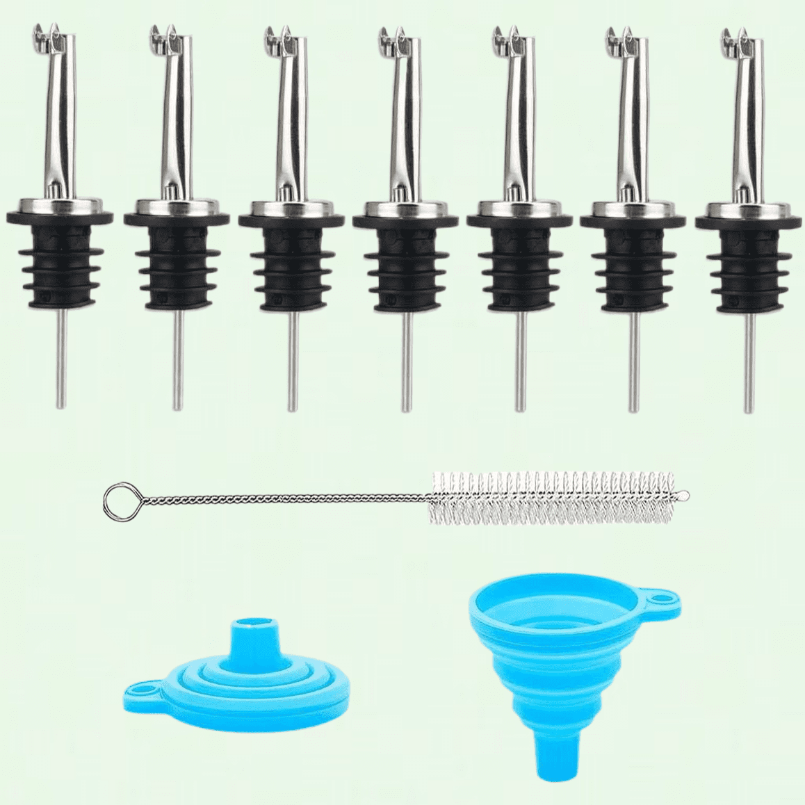 7 Pcs Pour Spouts Set for Liquor Bottles, Rubber Stoppers, Drip-Free ...