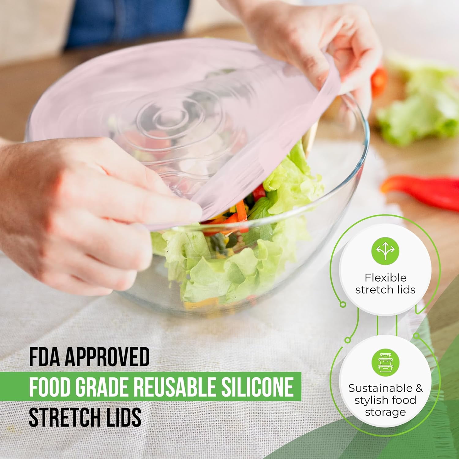 7 Pcs Reusable Silicone Food Covers, Stretch Lids for Bowls, Cans, Jars ...