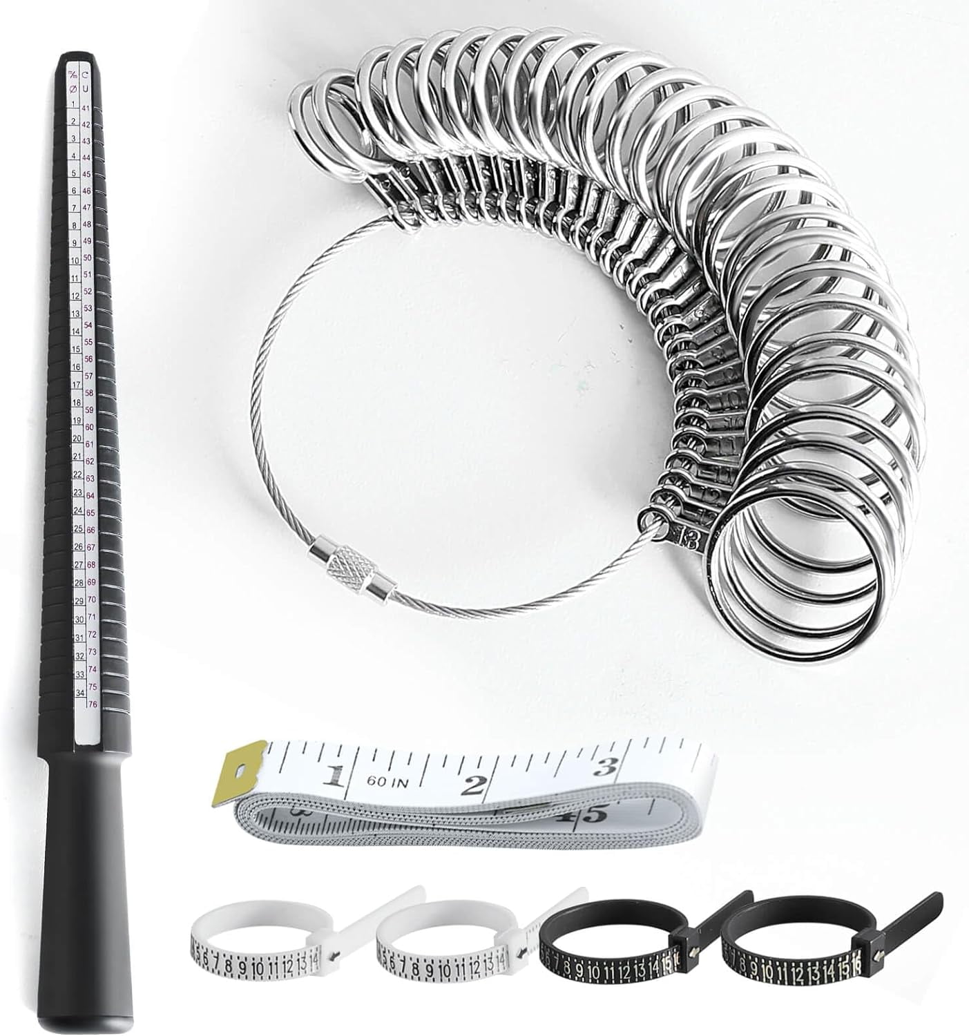 7 Pcs Ring Sizer Measuring Tool for Men and Women, Metal Finger Ring ...