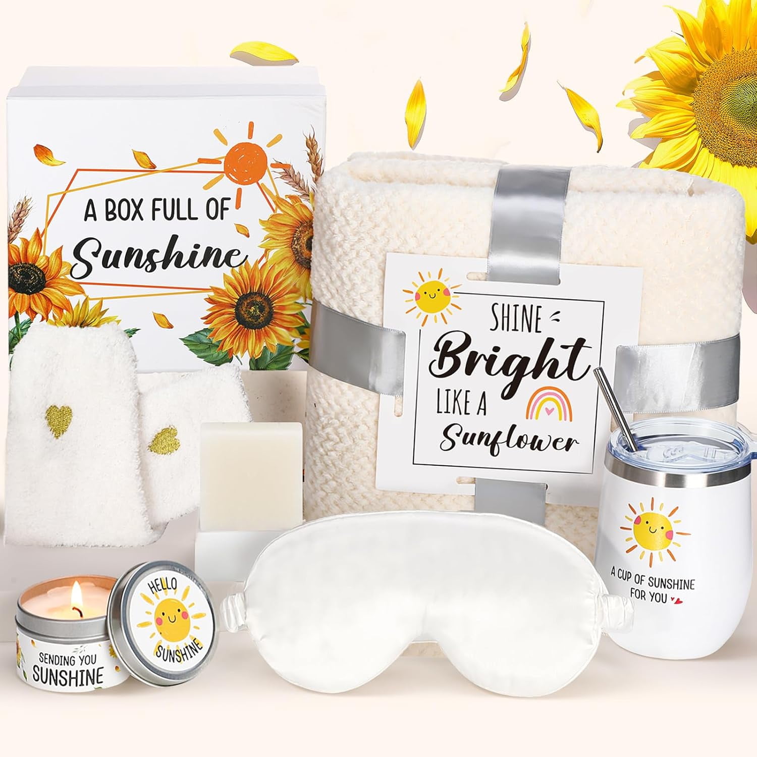 7 Pcs Sending Sunshine Gift Basket for Women Care Package Birthday Gift ...