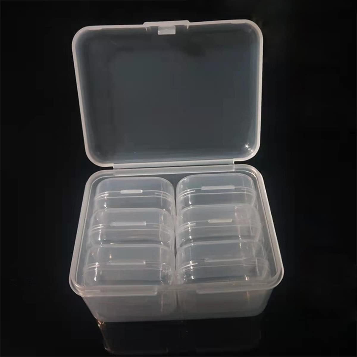 7 Pcs/Set Small Clear Plastic Beads Storage Containers Box with Hinged ...