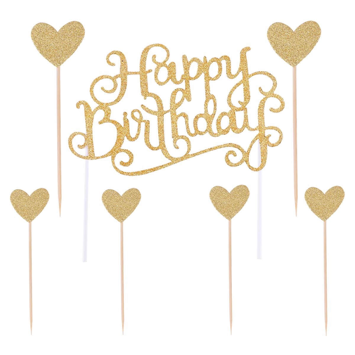 7 Pcs Shinny Heart Cake Toppers Cupcake Decoration Cake Picks for Kids ...