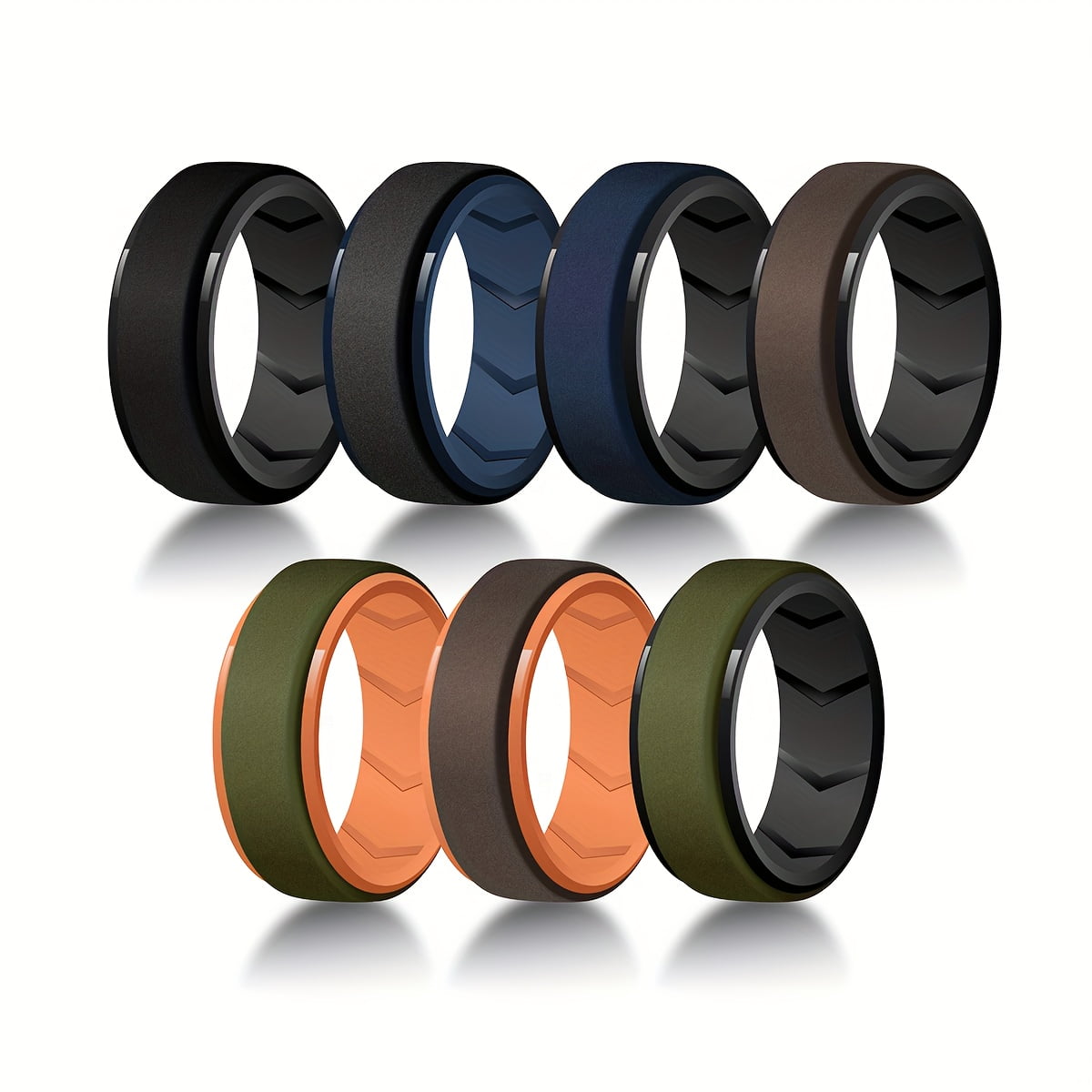 7 Pcs Silicone Ring Men, Inner Arc Ergonomic Breathable Design Mens ...
