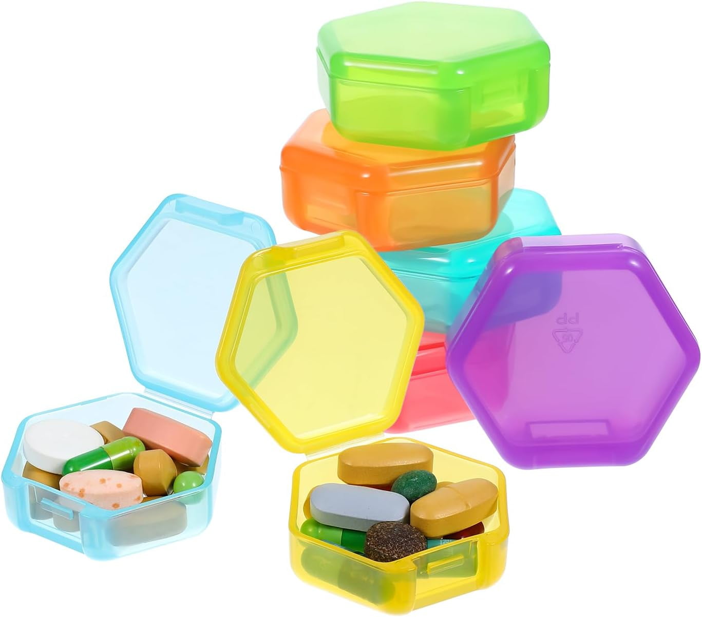 7 Pcs Small Portable Medication Organizer Daily Mini Box Weekly Travel ...