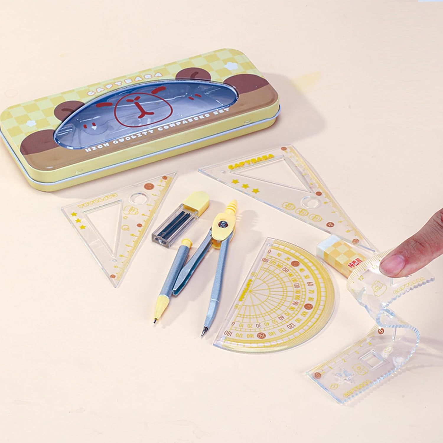 7 Pcs Soft Bendable Ruler Geometry Set Compass Set with Maths ...