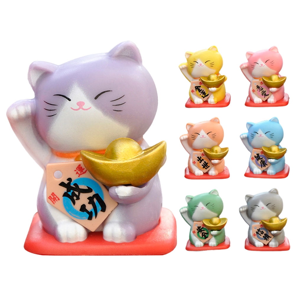 7 Pcs The Office Ornaments Miniature Lucky Cat Models Kitten Figurines ...