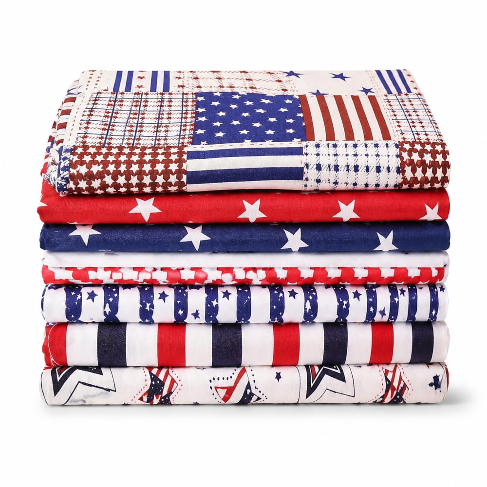 7 Pcs United States Flag Fabric Squares, Patriotic Cotton Quilting ...
