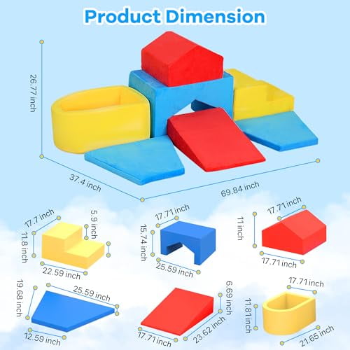 7 Pcs Velvet Foam Climbing Blocks for Toddlers, Soft Foam Toddler ...