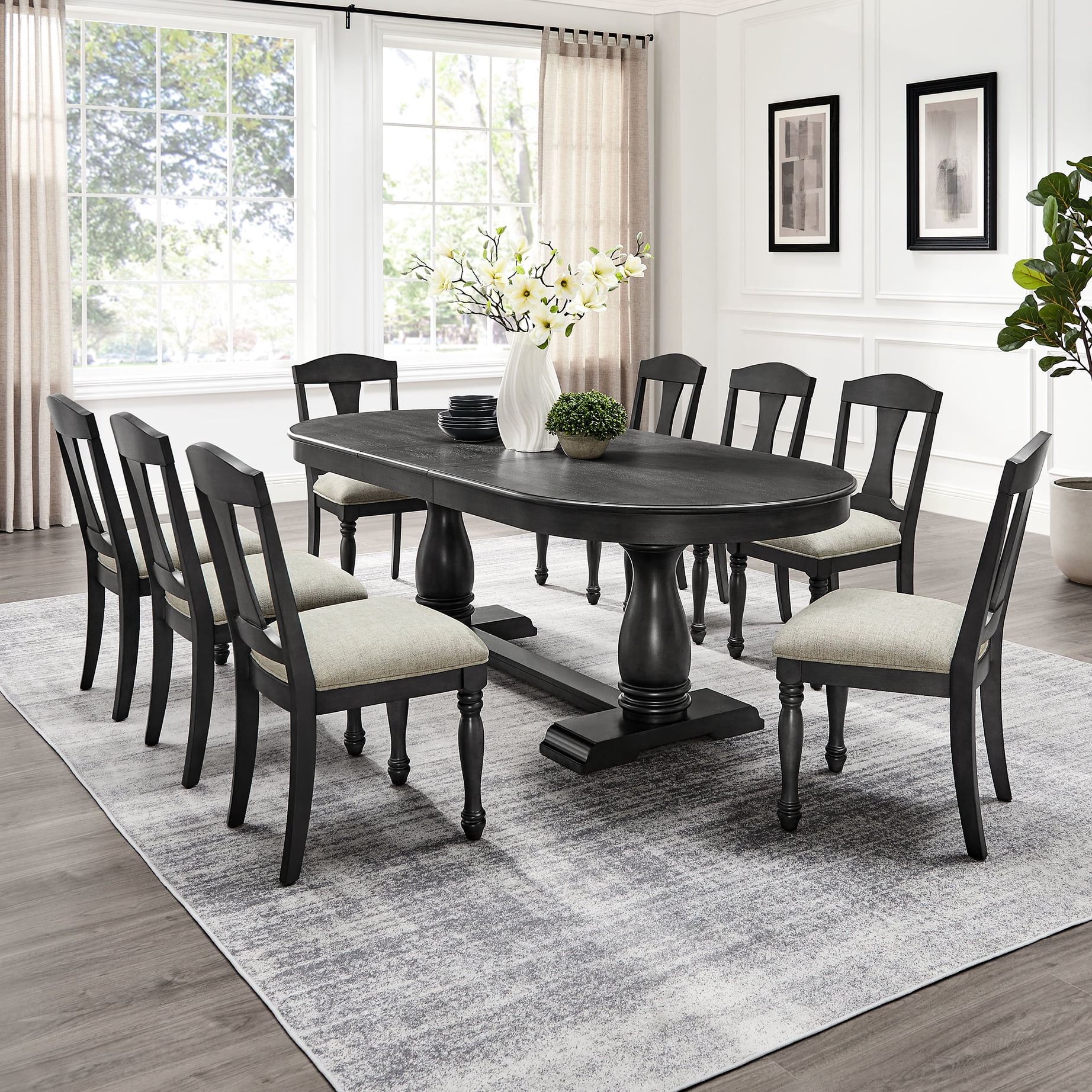 7 Pcs Wooden Dining Table For 6 Persons, Extendable To 94.52 Inch ...