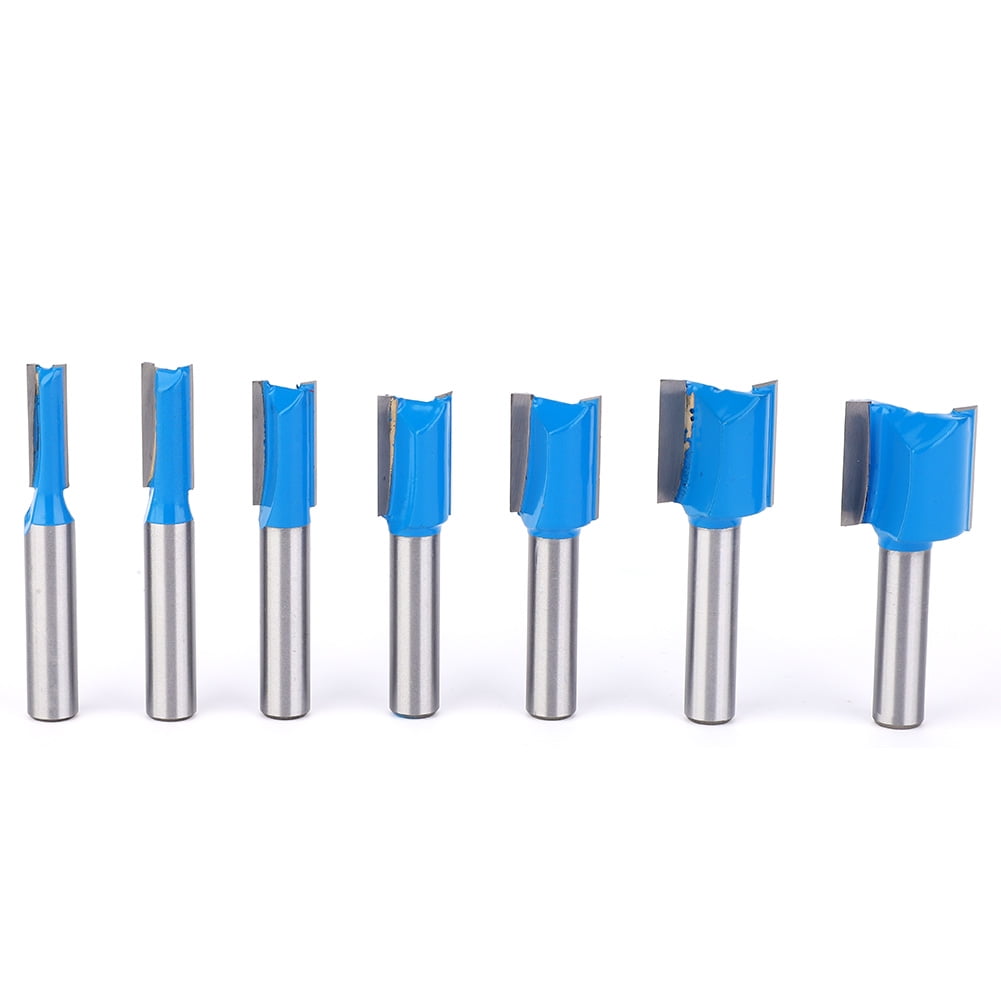 7 Pcs Woodworking Router Bit Set, Straight Double Flute YG8 Alloy, 8mm ...