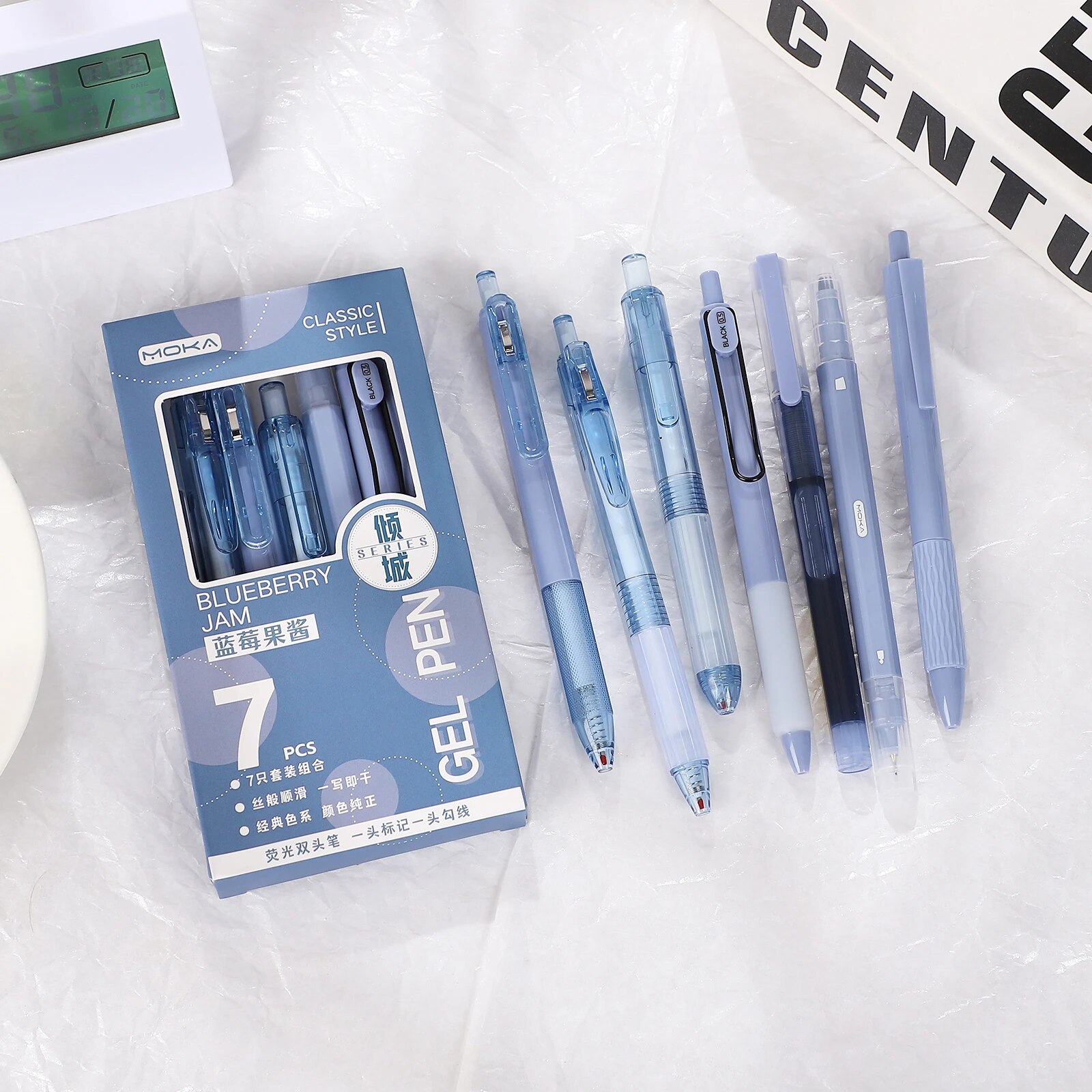 7 Pcs/set Simple Smooth Writing Multifunctional 0.5mm Black Press Gel ...