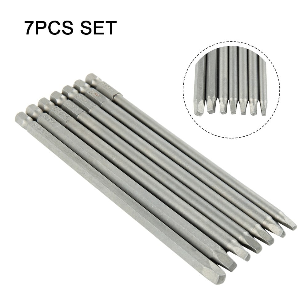 7 Piece 150mm Square Head Screwdriver Bits Set with Magnetic Hex Shank ...