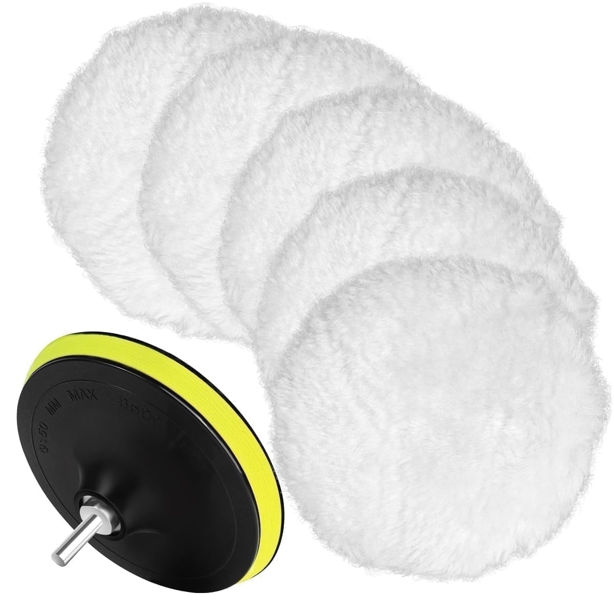 Chasenew 7 Piece 6 Inch Wool Buffing Pad, Drill Buffer Connecting M12 ...