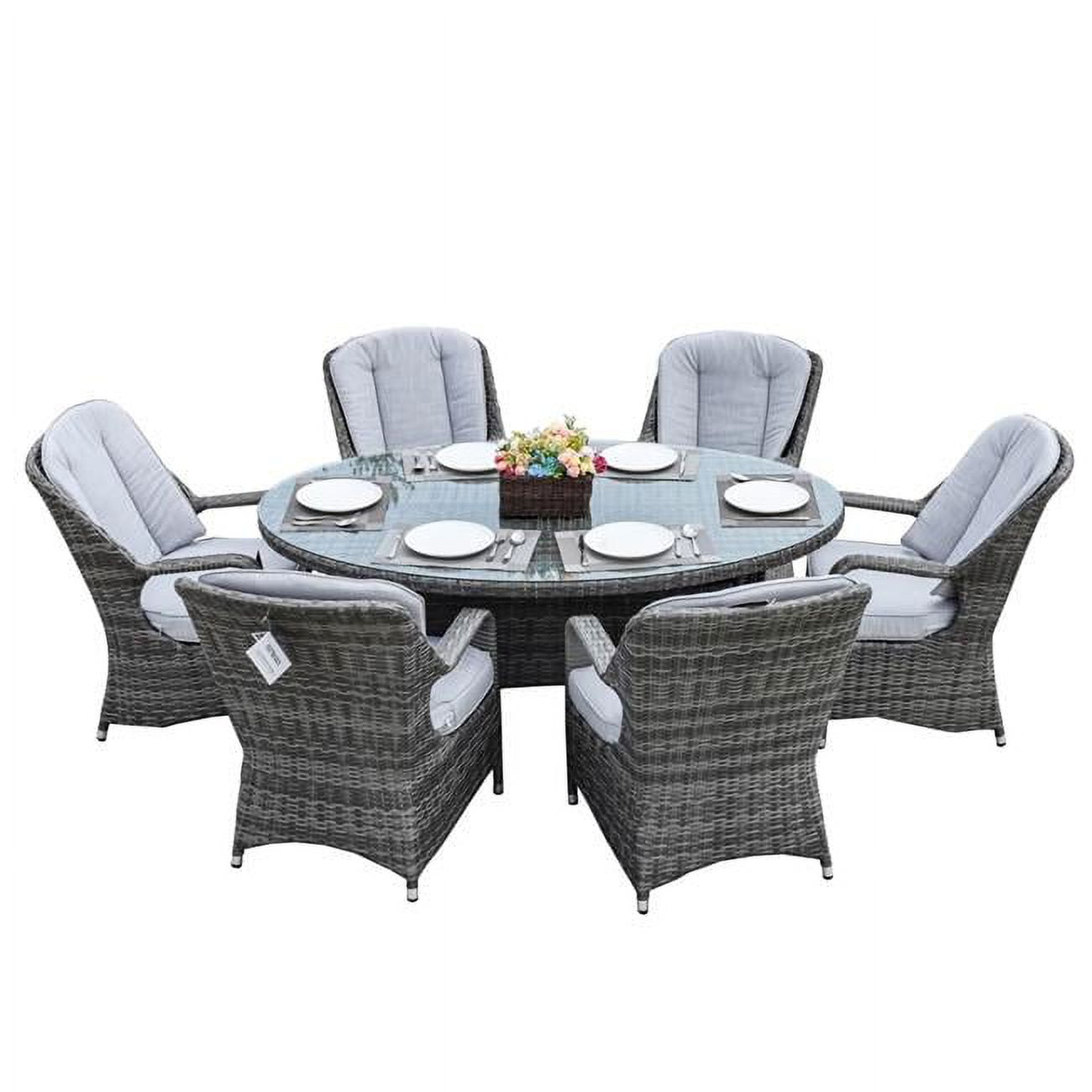 7 Piece 6 Seat Outdoor Garden Lamao Rattan Oval Dining Table and Chairs ...