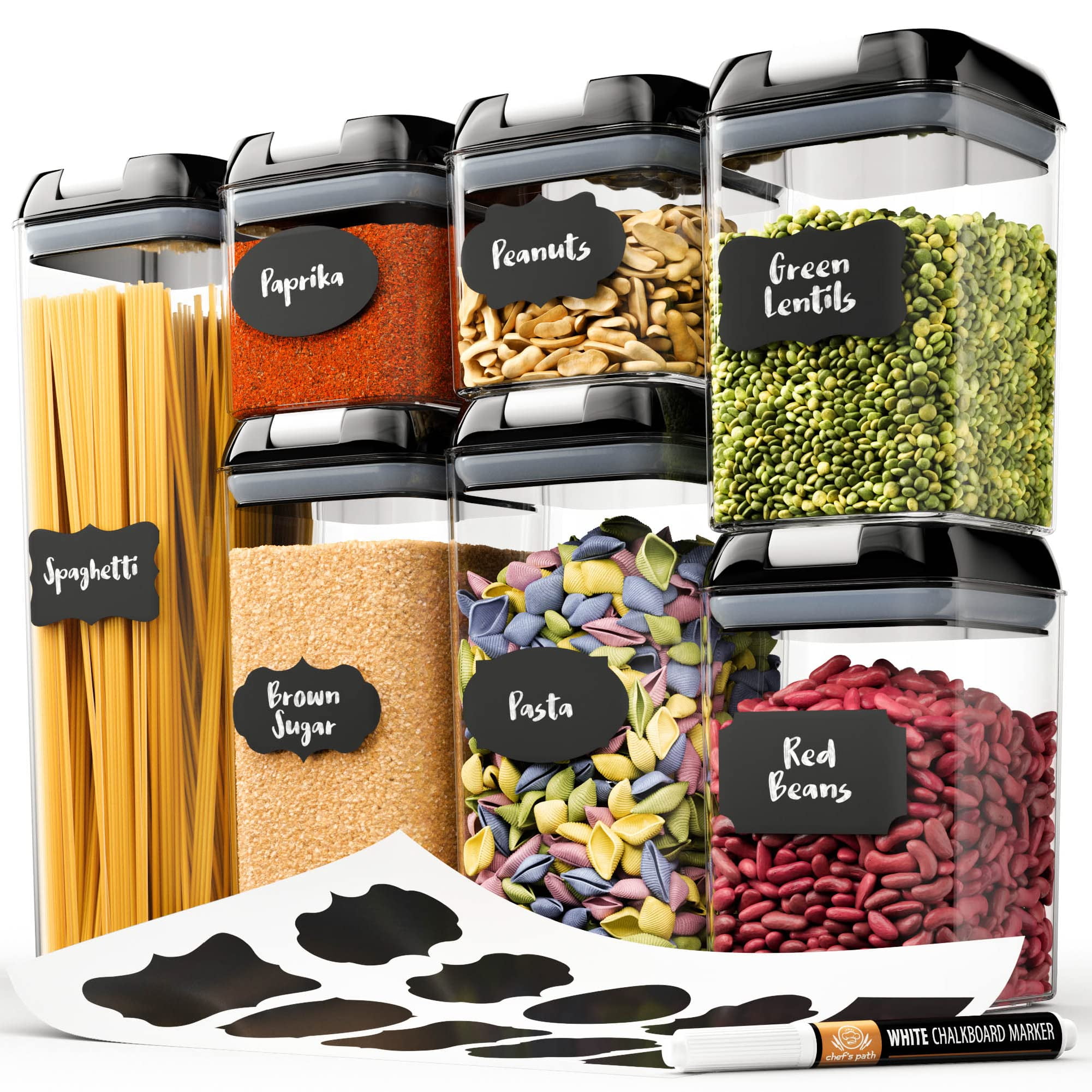 7-Piece Airtight Food Storage Containers Set, Clear Plastic Kitchen ...