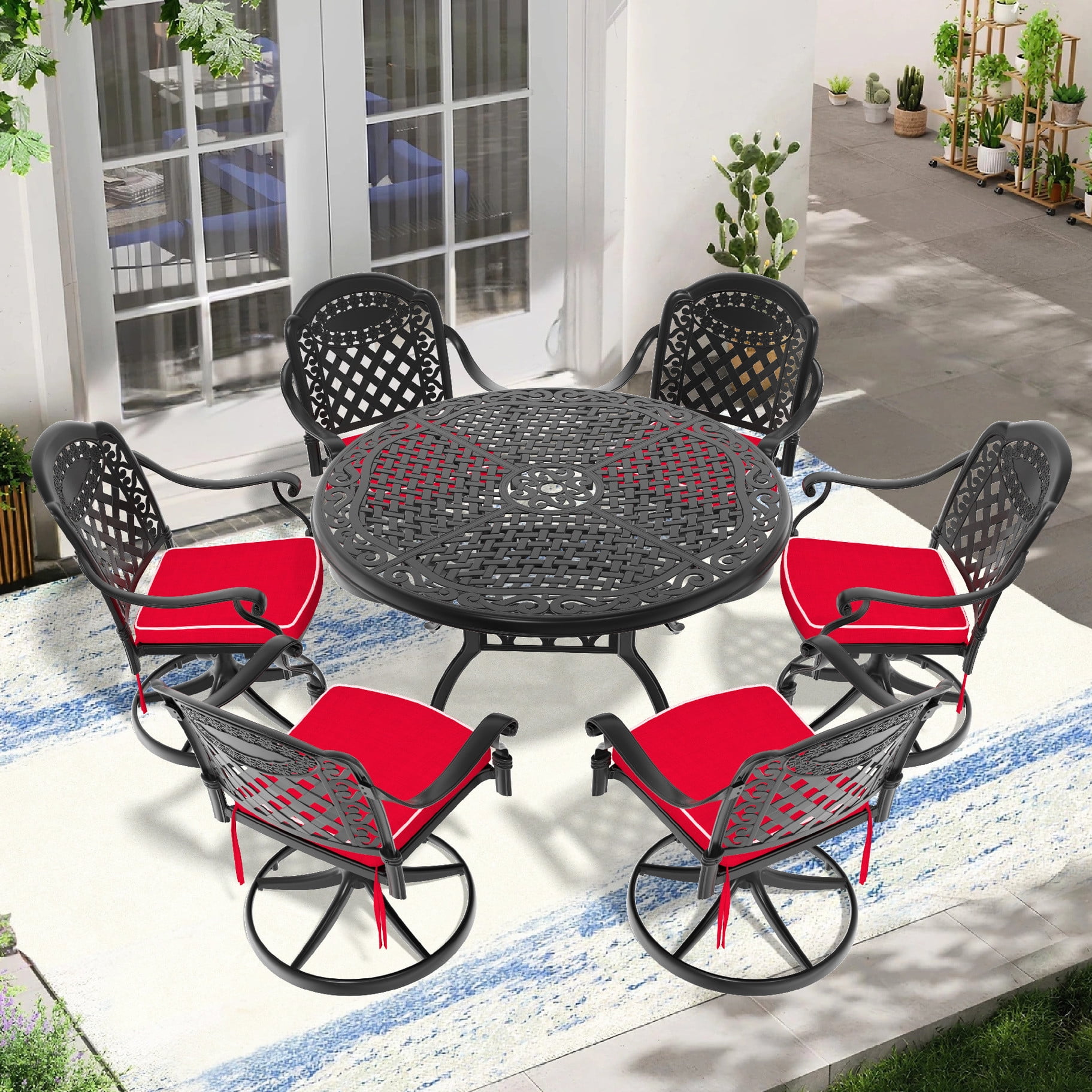 7-Piece All-Weather Set - Rotatable Seats for Easy Interaction ...
