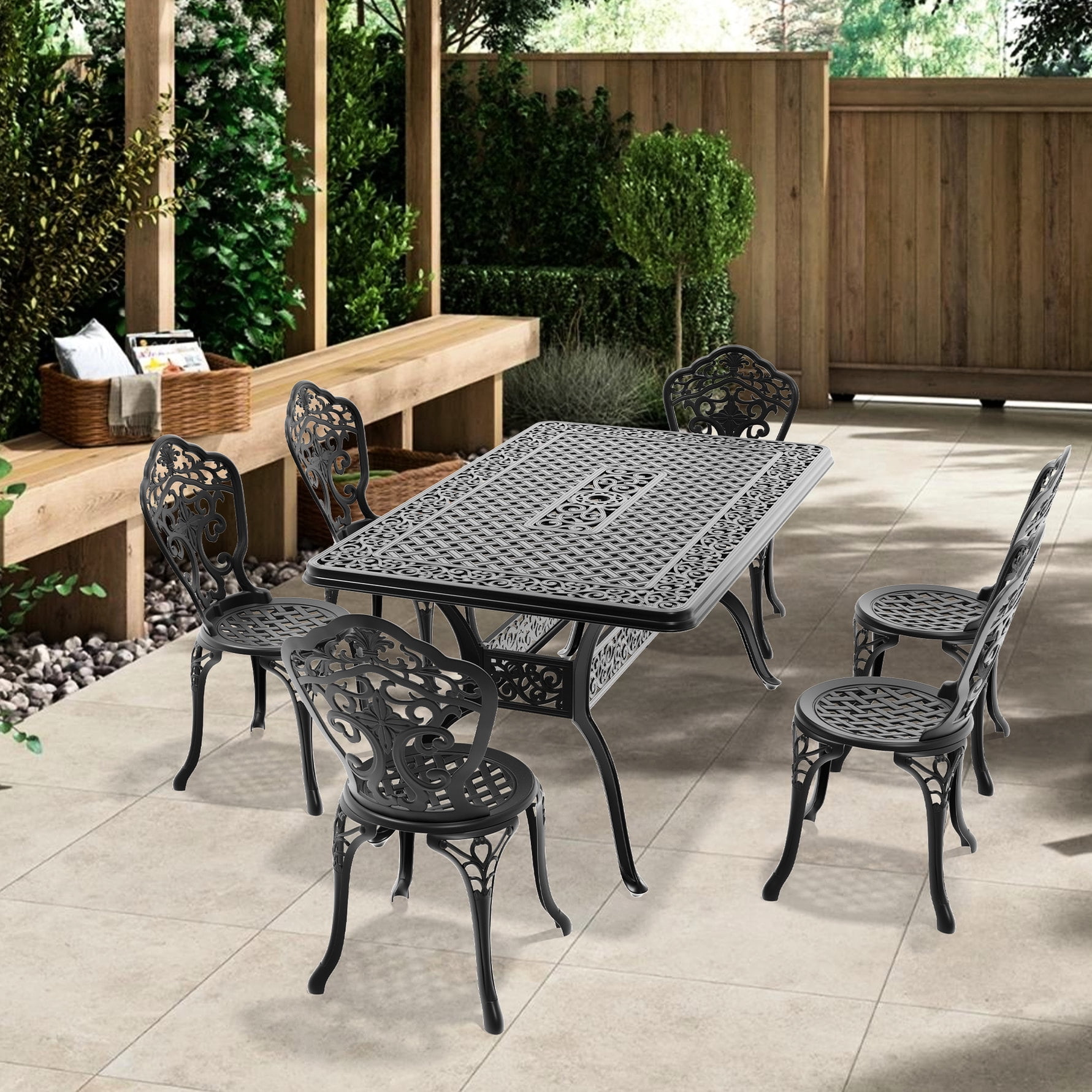 7-Piece Aluminum Furniture - Rust-Resistant Frame - Backyard Relaxation ...