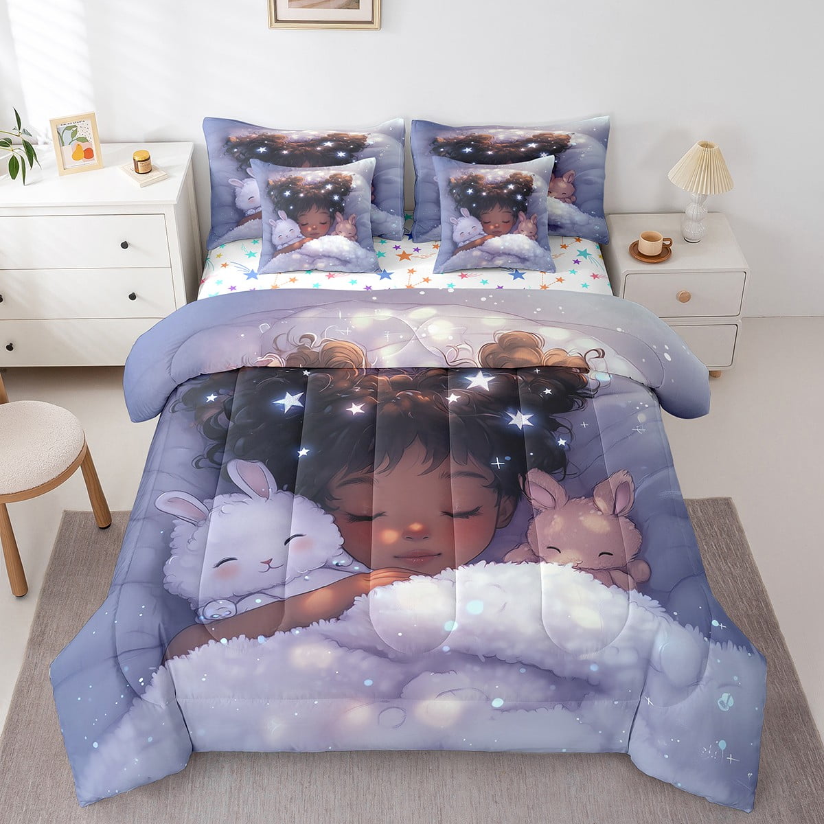 7 Piece American Black Full Bedding Sets Black Magic Bed in a Bag ...