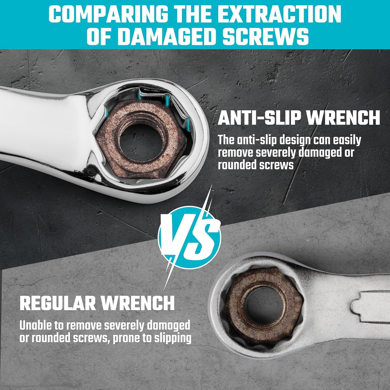 7-Piece Anti-slip Offset Box Wrench Set, Bolt Extractor Wrench Set ...