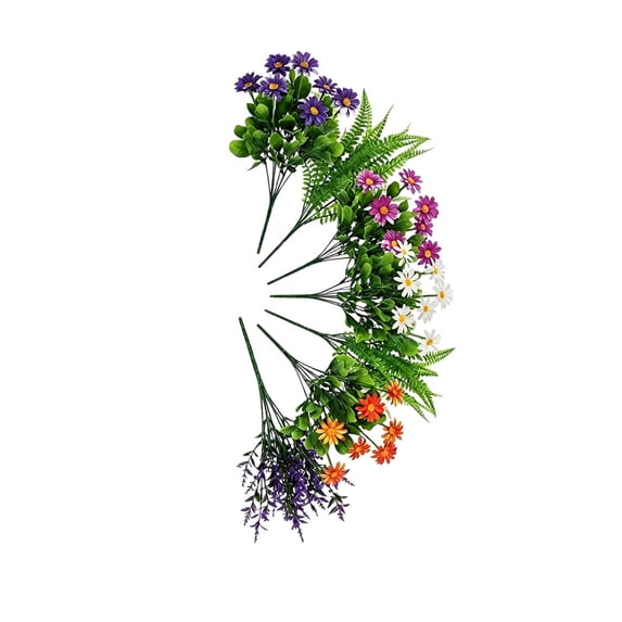 7 Piece Artificial Flowers and Leaves for Home Decor Plastic Fake with ...