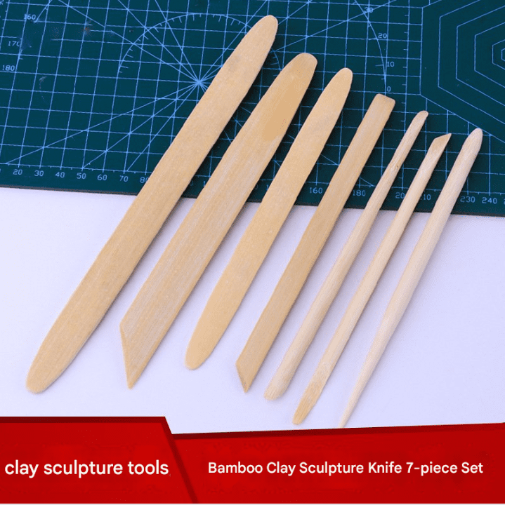 7-Piece Bamboo Clay Sculpting Tool Set – Round-Head Bamboo Scraper ...