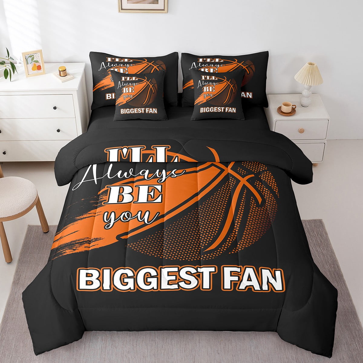 7 Piece Basketball Bed in a Bag Queen Sports Bedding Sets Ball Sports ...