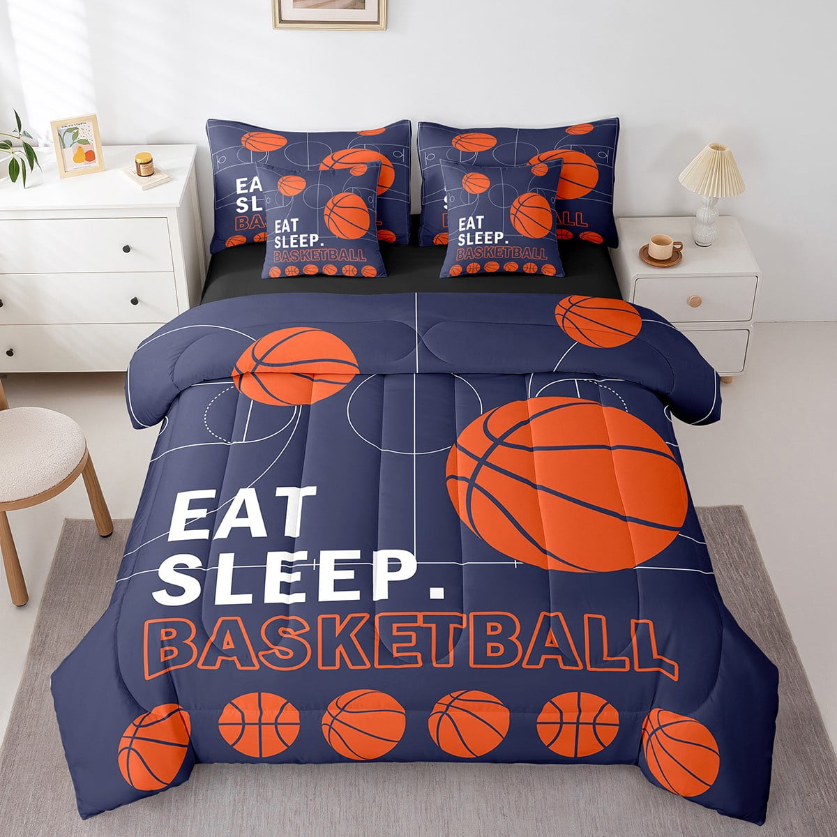 7 Piece Basketball Bed in a Bag Sports Bedding Sets Basketball Game ...