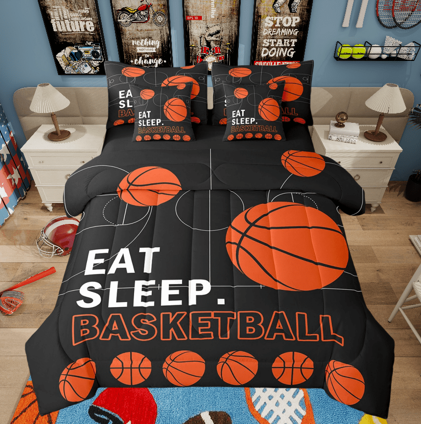 7 Piece Basketball Bed in a Bag Twin Size Sports Bedding Sets ...