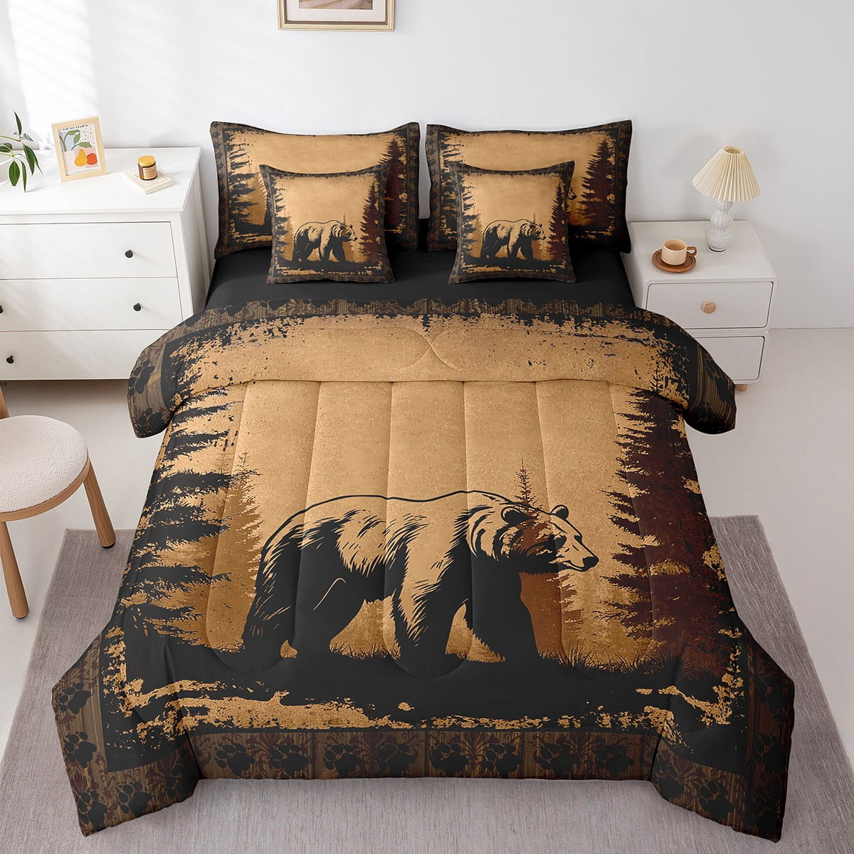 7 Piece Bear King Bed in a Bag Farmstyle Animal Bedding Sets Western ...