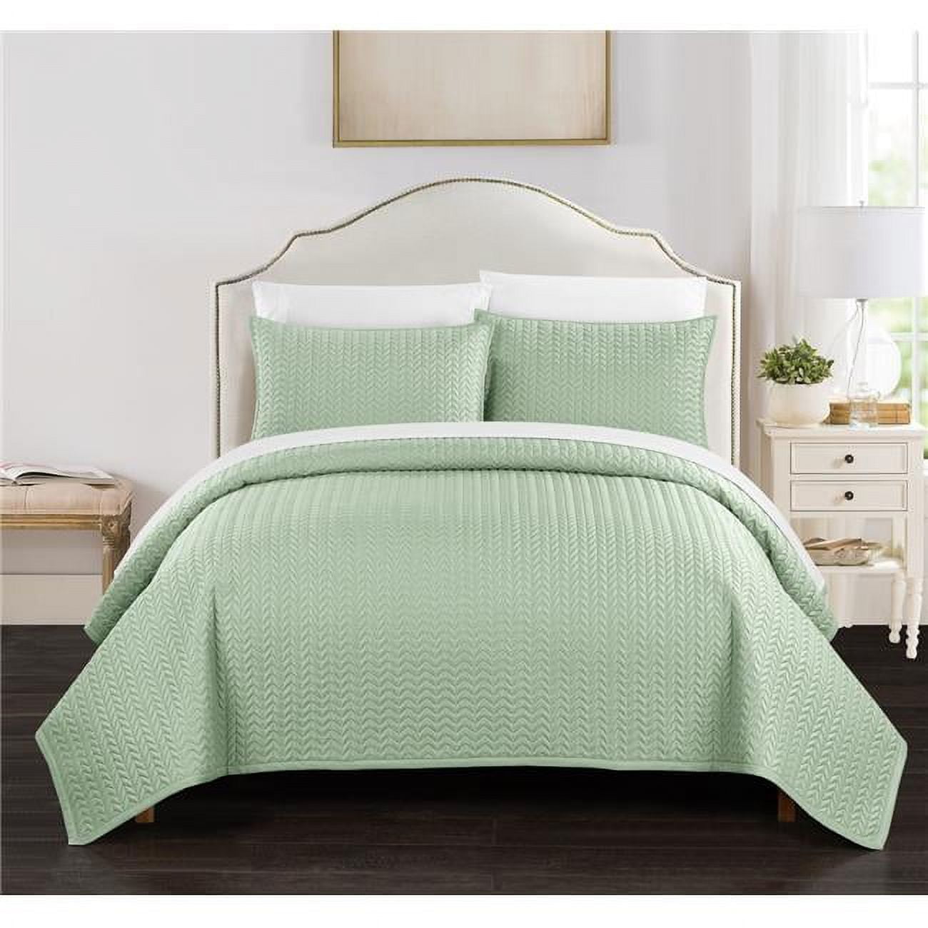 7 Piece Beiler Quilt Cover Set Geometric Chevron Quilted Bed in A Bag ...